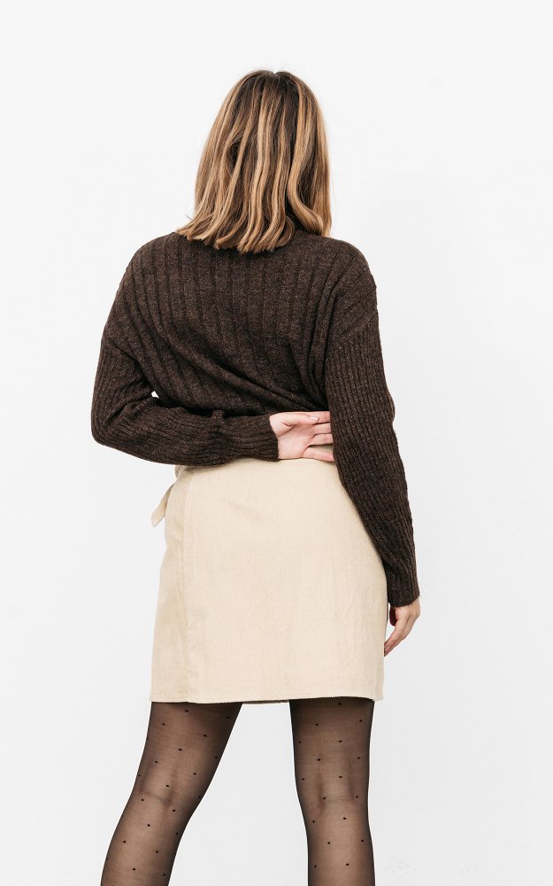 Rok Shaelle Beige | Rib Rokje Met Een Overslag | Guts & Gusto