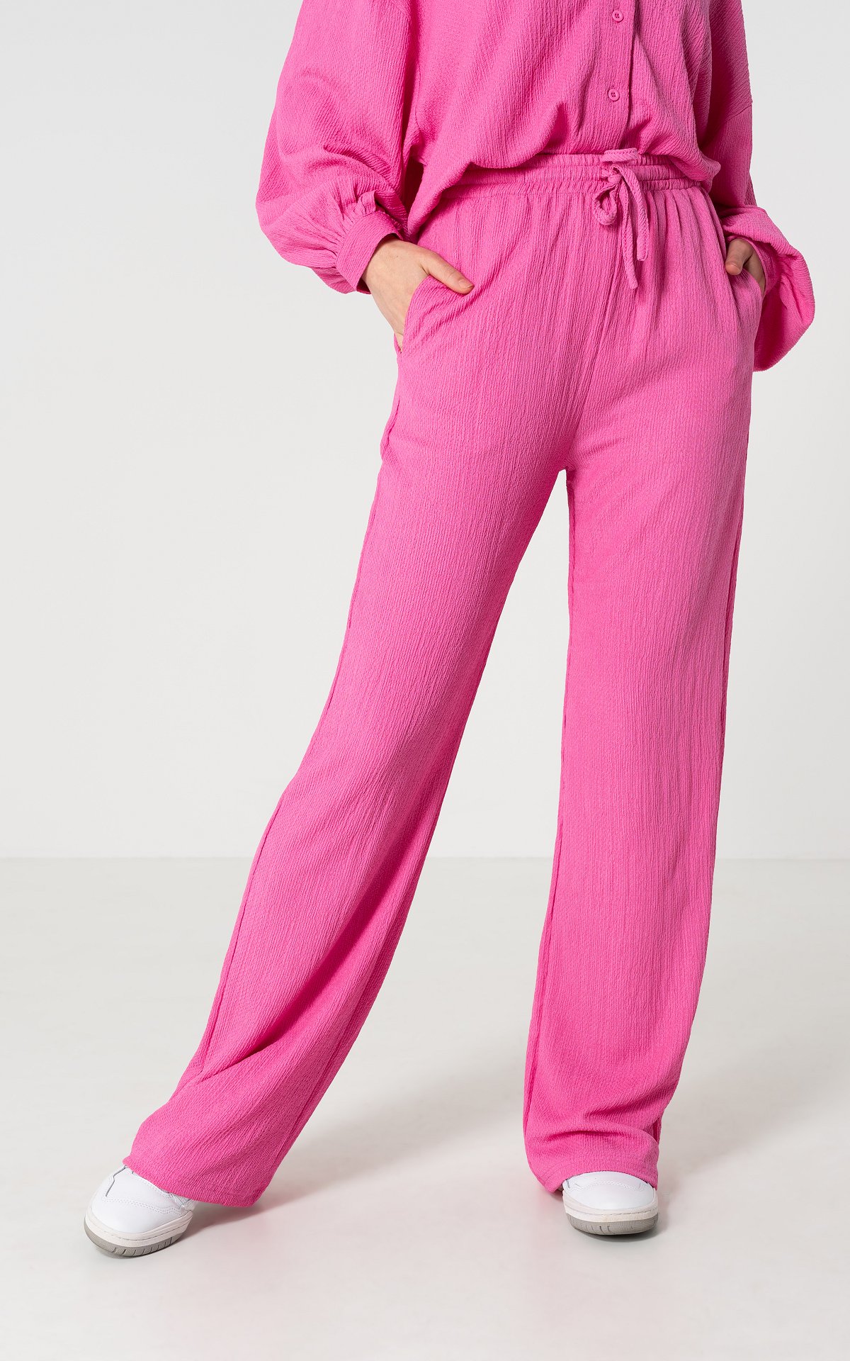 Wide Leg Broek Met Strikdetail Roze Guts Gusto