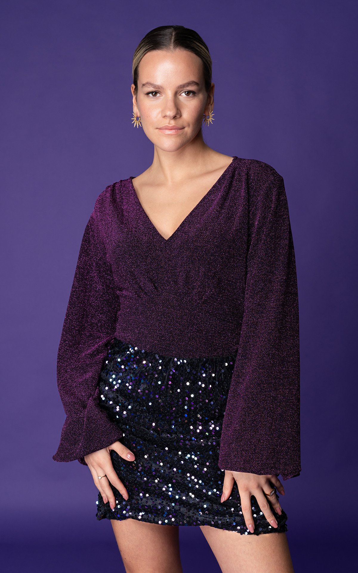 Short Skirt With Sequins Black Purple Guts Gusto Short Skirt With Sequins Black Purple Guts Gusto